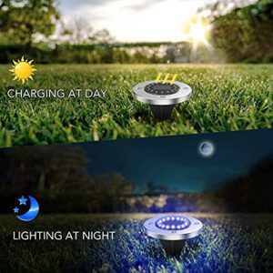 SUNTOUCH TREASURES Solar Ground Lights - 20 LED, 12 Pack Outdoor Disk Lights - Waterproof in-Ground Garden Light Set for Pathway, Lawn - Bright Landscape Lighting for Yard, Patio, Walkway