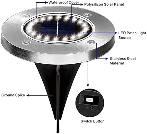 SUNTOUCH TREASURES Solar Ground Lights - 20 LED, 12 Pack Outdoor Disk Lights - Waterproof in-Ground Garden Light Set for Pathway, Lawn - Bright Landscape Lighting for Yard, Patio, Walkway