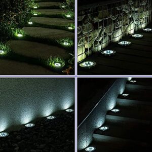 SUNTOUCH TREASURES Solar Ground Lights - 20 LED, 12 Pack Outdoor Disk Lights - Waterproof in-Ground Garden Light Set for Pathway, Lawn - Bright Landscape Lighting for Yard, Patio, Walkway