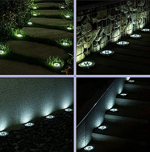 SUNTOUCH TREASURES Solar Ground Lights - 20 LED, 12 Pack Outdoor Disk Lights - Waterproof in-Ground Garden Light Set for Pathway, Lawn - Bright Landscape Lighting for Yard, Patio, Walkway