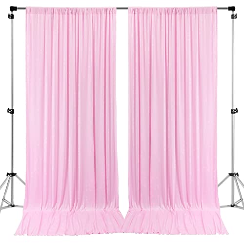 10 ft x 10 ft Wrinkle Free Pink Backdrop Curtain Panels, Polyester Photography Backdrop Drapes, Wedding Party Home Decoration Supplies