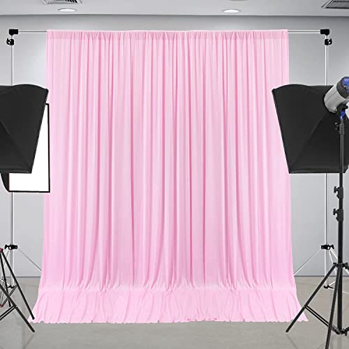 10 ft x 10 ft Wrinkle Free Pink Backdrop Curtain Panels, Polyester Photography Backdrop Drapes, Wedding Party Home Decoration Supplies