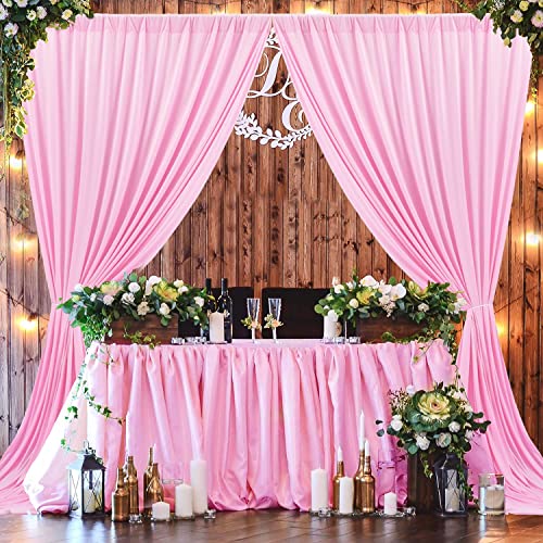 10 ft x 10 ft Wrinkle Free Pink Backdrop Curtain Panels, Polyester Photography Backdrop Drapes, Wedding Party Home Decoration Supplies