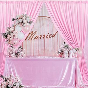 10 ft x 10 ft Wrinkle Free Pink Backdrop Curtain Panels, Polyester Photography Backdrop Drapes, Wedding Party Home Decoration Supplies