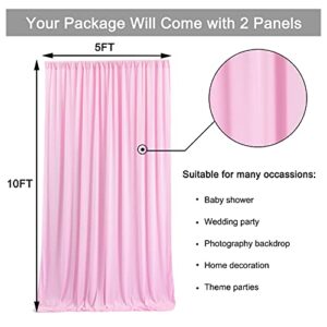 10 ft x 10 ft Wrinkle Free Pink Backdrop Curtain Panels, Polyester Photography Backdrop Drapes, Wedding Party Home Decoration Supplies