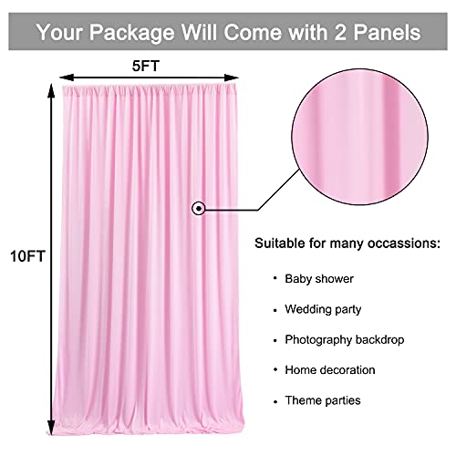 10 ft x 10 ft Wrinkle Free Pink Backdrop Curtain Panels, Polyester Photography Backdrop Drapes, Wedding Party Home Decoration Supplies