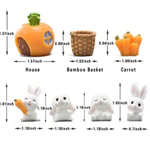 LONCESS Rabbit and Carrot Fairy Garden Accessories, Fairy Garden Kit, DIY Micro Landscape Ornaments for Easter Bunny Decor Garden Potted Plant Terrarium Decor Fairy Garden Miniatures 14 Pcs