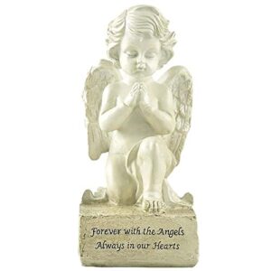 bonzapicks guardian garden praying angel statue, home outdoors memorial resin white cherubs figurines, angel baby sculpture for yard decrations-6.5inch