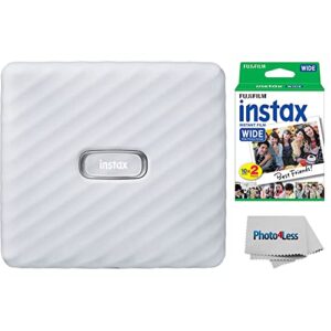 fujifilm instax link wide printer + fuji wide twin pack instant film + cloth (ash white)