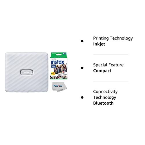 Fujifilm Instax Link Wide Printer + Fuji Wide Twin Pack Instant Film + Cloth (Ash White)