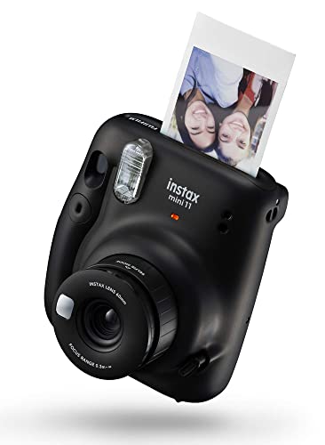 Fujifilm Instax Mini 11 Instant Film Camera with Automatic Exposure and Flash, Fujinon 60mm Lens with Selfie Mirror, Optical Viewfinder - Charcoal Grey (Renewed)