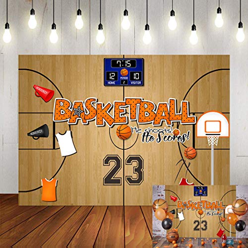 Art Studio 7x5ft Basketball Theme Photography Backdrops Basketball Sports Boy Kids Birthday Party Photo Background Star Jersey 23 Number Children Studio Booth Props Decor Banner Vinyl