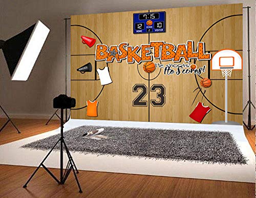 Art Studio 7x5ft Basketball Theme Photography Backdrops Basketball Sports Boy Kids Birthday Party Photo Background Star Jersey 23 Number Children Studio Booth Props Decor Banner Vinyl