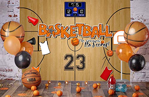 Art Studio 7x5ft Basketball Theme Photography Backdrops Basketball Sports Boy Kids Birthday Party Photo Background Star Jersey 23 Number Children Studio Booth Props Decor Banner Vinyl