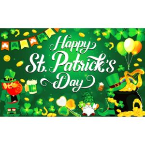 St Patricks Day Backdrop, 71" X 43" Happy St Patricks Day Banner St Patricks Day Decorations Shamrock Irish Luck Day Saint Patrick's Day Banner St Patrick Backdrop St Patrick's Day Party Supplies