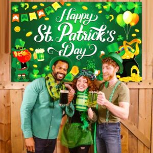 St Patricks Day Backdrop, 71" X 43" Happy St Patricks Day Banner St Patricks Day Decorations Shamrock Irish Luck Day Saint Patrick's Day Banner St Patrick Backdrop St Patrick's Day Party Supplies