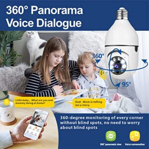 Light Bulb Camera,Security Cameras Wireless Outdoor 1080p Color Night,Lightbulb Cameras for Home Security 2.4g WiFi,E27 Socket Smart Porch Camera Garage, with Motion Tracking 360° Alexa Google Home