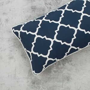 IN4 Care 12x19 Lumbar Throw Pillows Set of 2, Outdoor Summer Spring Garden Farmhouse Décor Outside Furniture Bench Decorative Pillows for Patio Sofa Couch Chair Bed-Navy Geometry