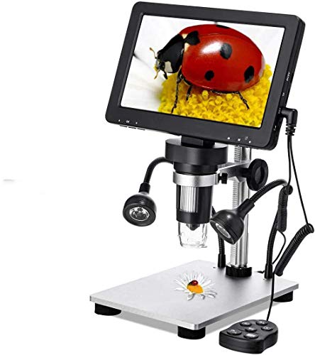 ANNLOV 7" LCD Digital Microscope with 32GB TF Card 1200X Maginfication 1080P Coin Microscope with Wired Remote,12MP Ultra-Precise Focusing Video Camera with 8 LED Fill Lights Windows/Mac Compatible