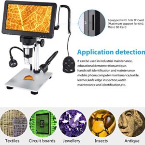 ANNLOV 7" LCD Digital Microscope with 32GB TF Card 1200X Maginfication 1080P Coin Microscope with Wired Remote,12MP Ultra-Precise Focusing Video Camera with 8 LED Fill Lights Windows/Mac Compatible