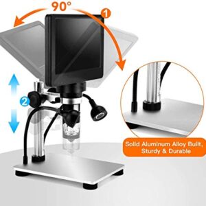 ANNLOV 7" LCD Digital Microscope with 32GB TF Card 1200X Maginfication 1080P Coin Microscope with Wired Remote,12MP Ultra-Precise Focusing Video Camera with 8 LED Fill Lights Windows/Mac Compatible