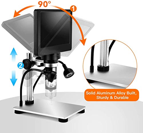 ANNLOV 7" LCD Digital Microscope with 32GB TF Card 1200X Maginfication 1080P Coin Microscope with Wired Remote,12MP Ultra-Precise Focusing Video Camera with 8 LED Fill Lights Windows/Mac Compatible