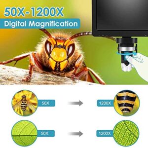 ANNLOV 7" LCD Digital Microscope with 32GB TF Card 1200X Maginfication 1080P Coin Microscope with Wired Remote,12MP Ultra-Precise Focusing Video Camera with 8 LED Fill Lights Windows/Mac Compatible