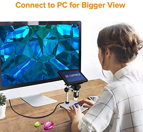 ANNLOV 7" LCD Digital Microscope with 32GB TF Card 1200X Maginfication 1080P Coin Microscope with Wired Remote,12MP Ultra-Precise Focusing Video Camera with 8 LED Fill Lights Windows/Mac Compatible