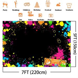 Avezano Let's Glow Splatter Photo Background Glow Neon Party Backdrop 7x5ft Blacklight Disco Retro Dance Party Decoration Supplies Birthday Party Banner