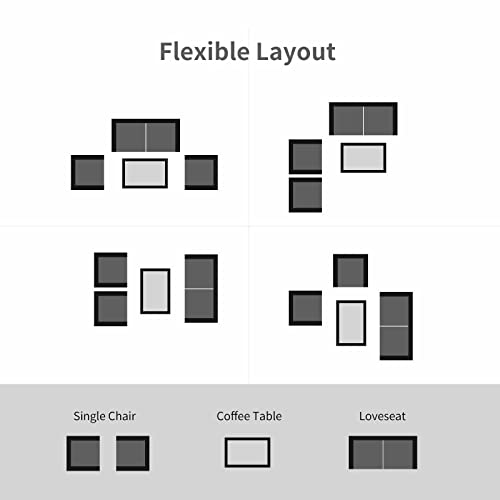 LIRUXUN 4 PCS Patio Furniture Set Sofa Coffee Table Steel Frame Garden Coffee Table Loveseat Chair