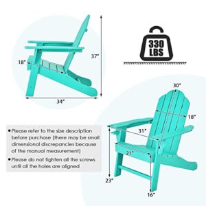 Giantex Adirondack Chair Outdoor Fire Pit Chairs, HDPE Weather Resistant Patio Chair for Outside Campfire,Deck, Garden, Yard, Lawn Furniture Porch and Lawn Seating Composite Chairs, Turquoise