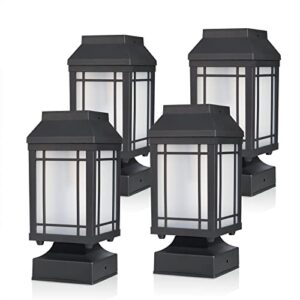 kemeco sl4122q led 4×4 solar post light fixture for outdoor garden post pole mount… (4 pack)