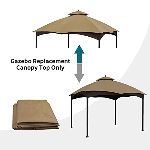 Gazebo Replacement Canopy Top Cover - Wonwon 10X12 Double Tiered Canopy Roof for Lowe's Allen Roth Gazebo Model #GF-12S004BTO/GF-12S004B-1 (Khaki)