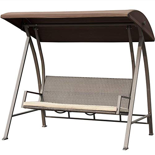 Garden Winds Replacement Canopy Top Cover for The Patio Post Wicker Bench Glider - Riplock 350 - Nutmeg