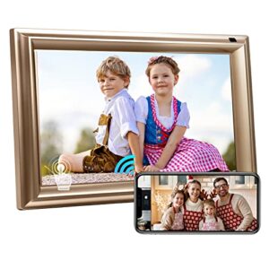 wifi digital photo frame 10.1 inch ips hd cloud smart digital picture frame,16gb storage, wall mountable, auto-rotate, share photos via app, auto-rotate, send photos from anywhere