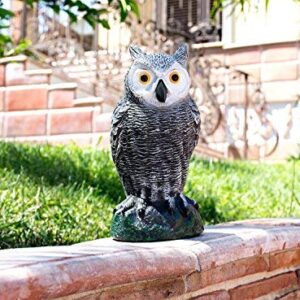 BRITENWAY Ultimate Scarecrow Owl Decoy Statue Realistic Fake Owl Outdoor Bird Deterrent, Hand-Painted Garden Protector, Scares Away Squirrels, Pigeons, Rabbits & More 10,5” Hollow Design