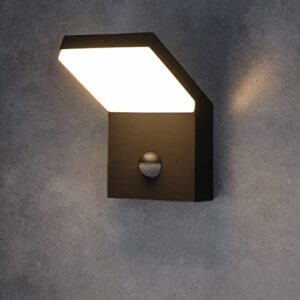 motion sensor porch light black exterior light fixture led modern wall mount sconce for garden patio garage ip54 waterproof 1800lm 18w 3000k warm white