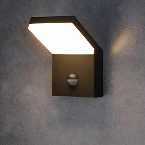 Motion Sensor Porch Light Black Exterior Light Fixture LED Modern Wall Mount Sconce for Garden Patio Garage IP54 Waterproof 1800lm 18W 3000K Warm White