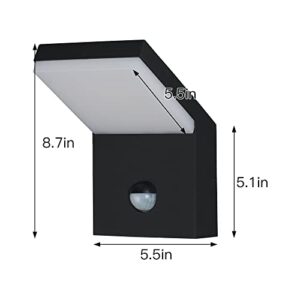 Motion Sensor Porch Light Black Exterior Light Fixture LED Modern Wall Mount Sconce for Garden Patio Garage IP54 Waterproof 1800lm 18W 3000K Warm White