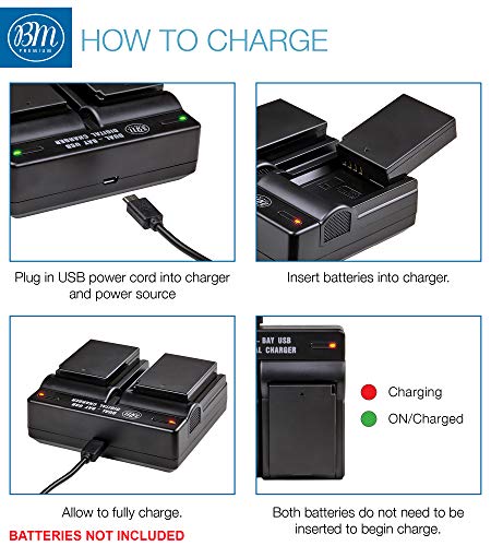 BM Premium LP-E10, LPE10 USB Dual Rapid Battery Charger for Canon EOS Rebel T3, T5, T6, T7, Kiss X50, Kiss X70, EOS 1100D, EOS 1200D, EOS 1300D, EOS 2000D Digital Cameras