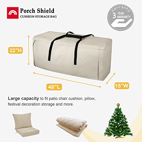 Porch Shield Outdoor Cushion Storage Bag 48 inch Waterproof Outside Storage Bags for Patio Furniture with Zippers and Handles