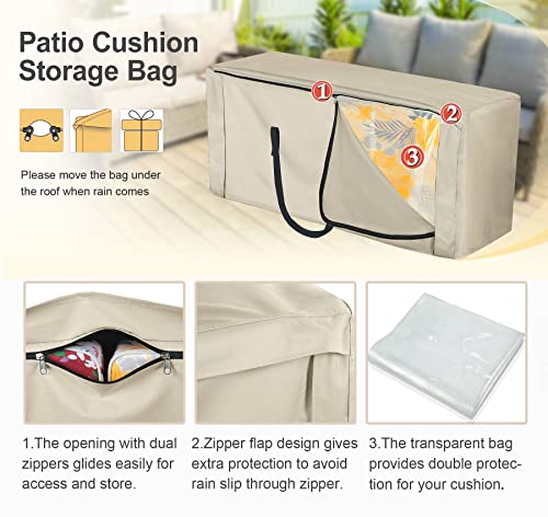 Porch Shield Outdoor Cushion Storage Bag 48 inch Waterproof Outside Storage Bags for Patio Furniture with Zippers and Handles