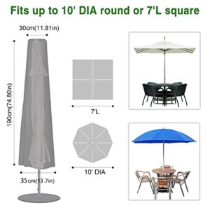 Patio Umbrella Covers for Outdoor Umbrellas - Patio Parasol Umbrella Cover for 7 ft to 11 ft Outdoor Table Umbrella - Waterproof Windproof Anti-UV Garden Parasol Covers, Black