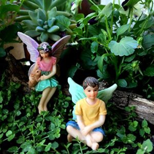 PRETMANNS Fairies for Garden - Fairy Garden Accessories with Garden Fairy Figurines, Fairy Garden Kit with Girl & Boy Fairies for a Fairy Garden - 3 Piece Fairy Set