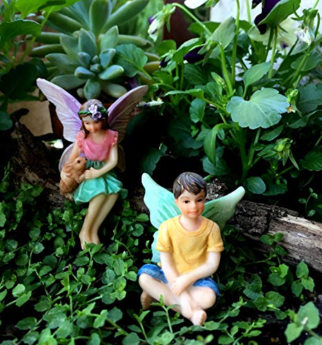 PRETMANNS Fairies for Garden - Fairy Garden Accessories with Garden Fairy Figurines, Fairy Garden Kit with Girl & Boy Fairies for a Fairy Garden - 3 Piece Fairy Set