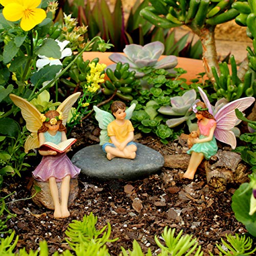 PRETMANNS Fairies for Garden - Fairy Garden Accessories with Garden Fairy Figurines, Fairy Garden Kit with Girl & Boy Fairies for a Fairy Garden - 3 Piece Fairy Set