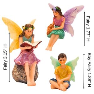 PRETMANNS Fairies for Garden - Fairy Garden Accessories with Garden Fairy Figurines, Fairy Garden Kit with Girl & Boy Fairies for a Fairy Garden - 3 Piece Fairy Set