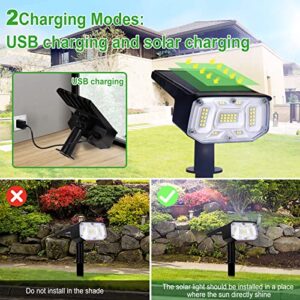 Solar Spot Lights Outdoor,AMZAVER 43 LED Solar Garden Pathway Lights, IP67 Waterproof Garden Light for Tree Flag,3 Lighting Modes Solar Powered Landscape Lights Wall Lights in One Landscape Spotlights