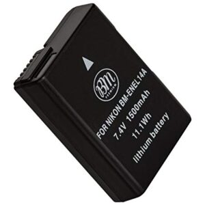 BM Premium EN-EL14A Battery for Nikon D3100, D3200, D3300, D3400, D3500, D5100, D5200, D5300, D5500, D5600, DF, Coolpix P7000, P7100, P7700 Digital SLR Cameras