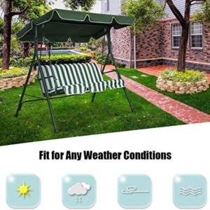 GLACER 77" x 43" Swing Canopy Replacement Porch Top Cover, Outdoor UV Block Sun Shade, Waterproof Swing Seat Furniture Cover for Outdoor Swing Chair, Ideal for Garden, Patio, Park, Yard (Green)